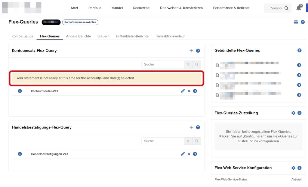 Flex-Query mit Befindlichkeiten